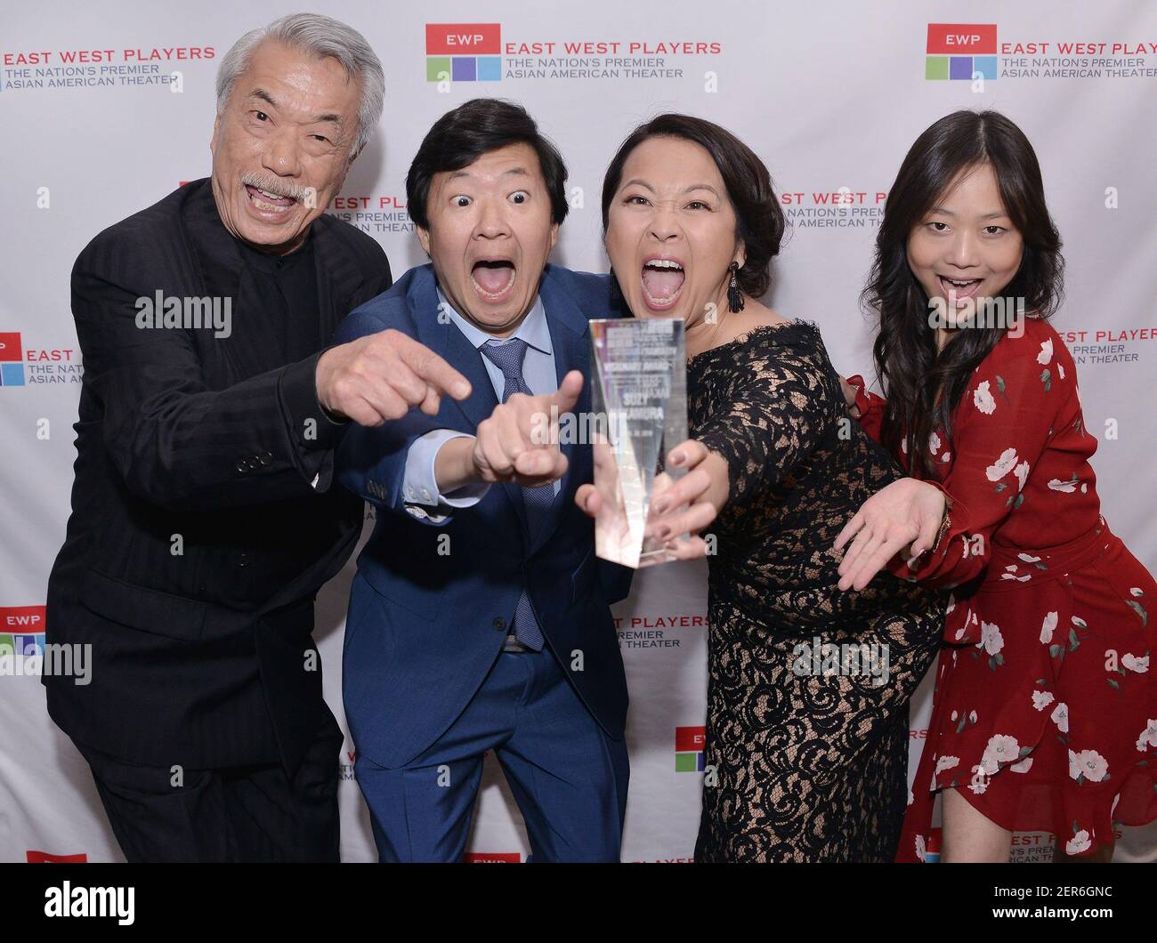 (L-R) "Dr. Ken" Cast - Dana Lee, Ken Jeong, Honoree Suzy Nakamura and ...