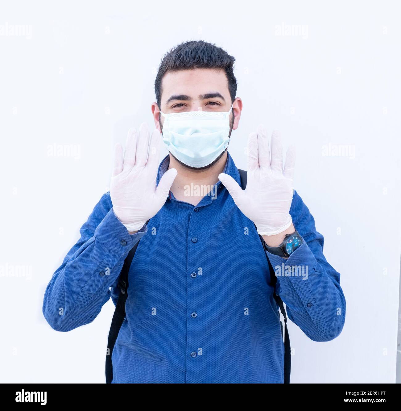 Arabic guy wearing mask for protection Stock Photo - Alamy