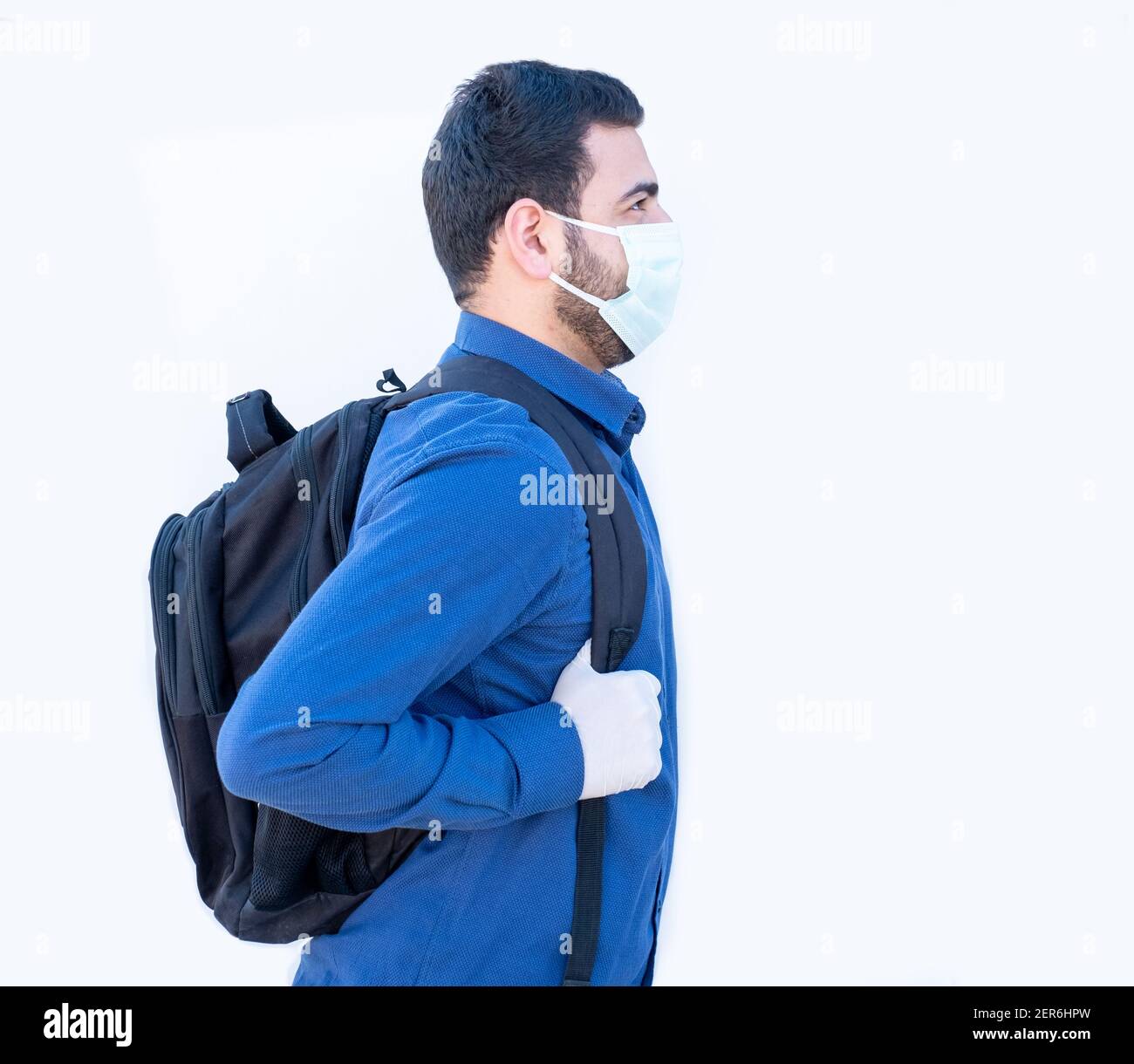Arabic guy wearing healthy mask and smiling Stock Photo - Alamy