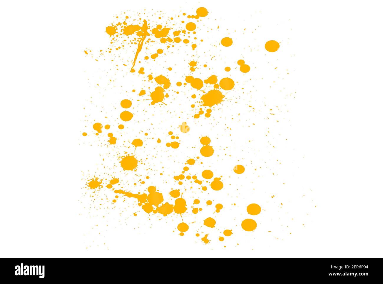 Yellow paint drops isolated on white background Stock Photo - Alamy