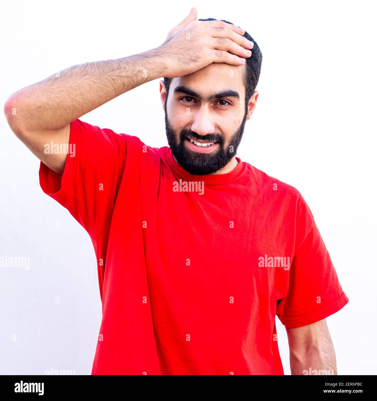 Guy expression after rememebering something he forgot Stock Photo - Alamy