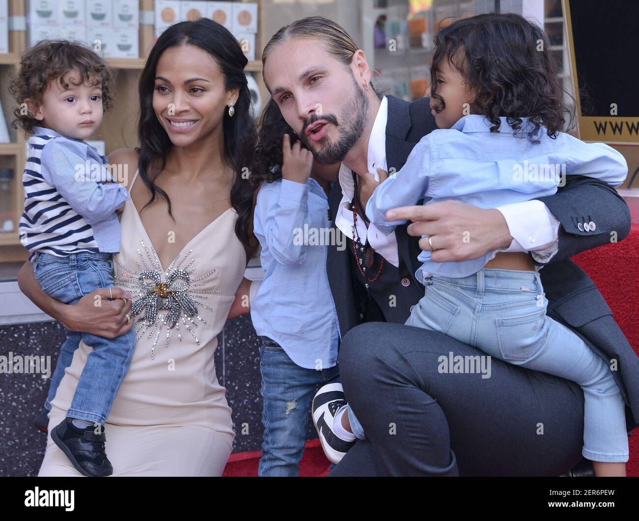 (L-R) Son Zen Perego-Saldana, Zoe Saldana, Cy Aridio Perego-Saldana ...
