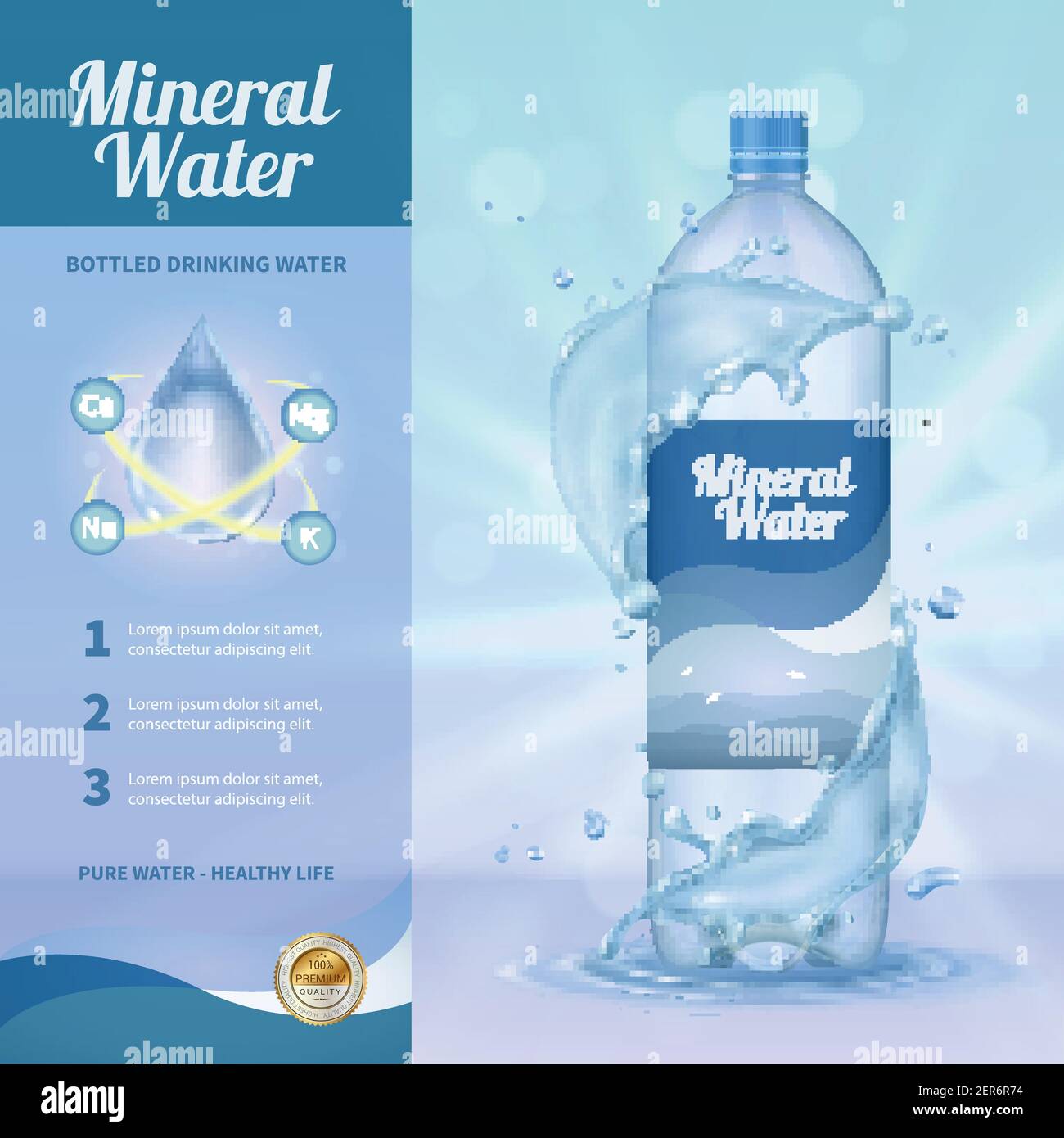 Drinking water advertising composition with mineral water symbols ...