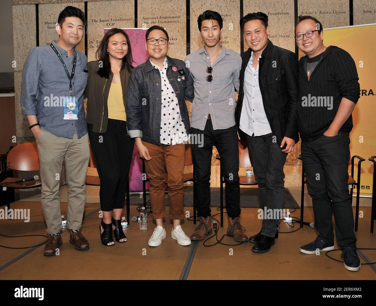 (L-R) Moderator Phil Yu, Screenwriter Adele Lim, Actors Nico Santos ...