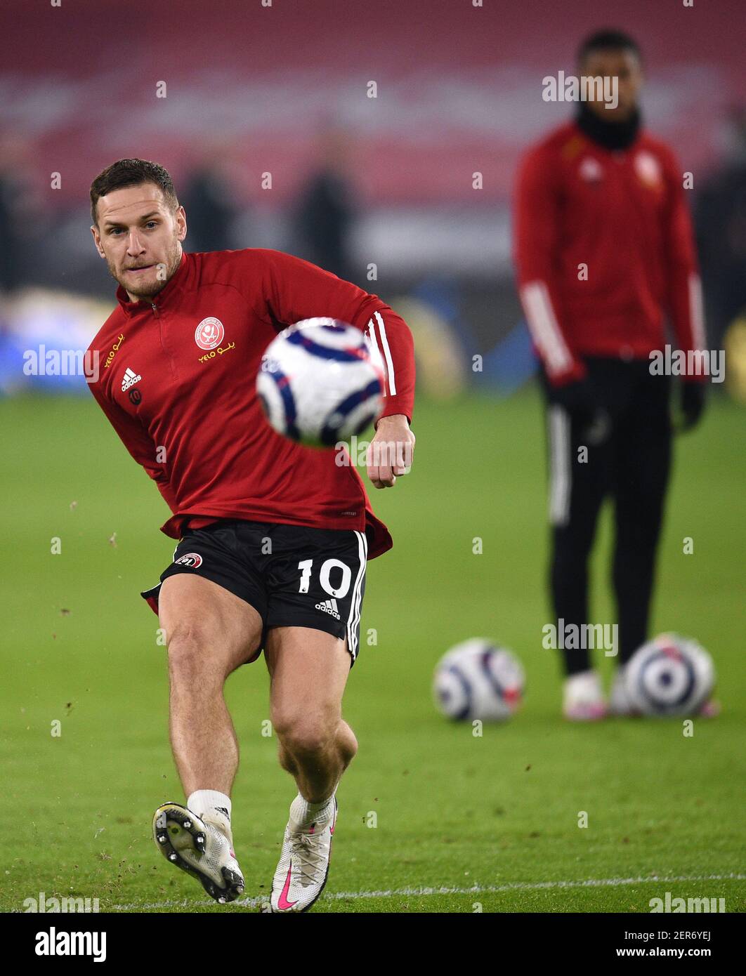 Sheffield United's Billy Sharp warming up before the Premier League ...