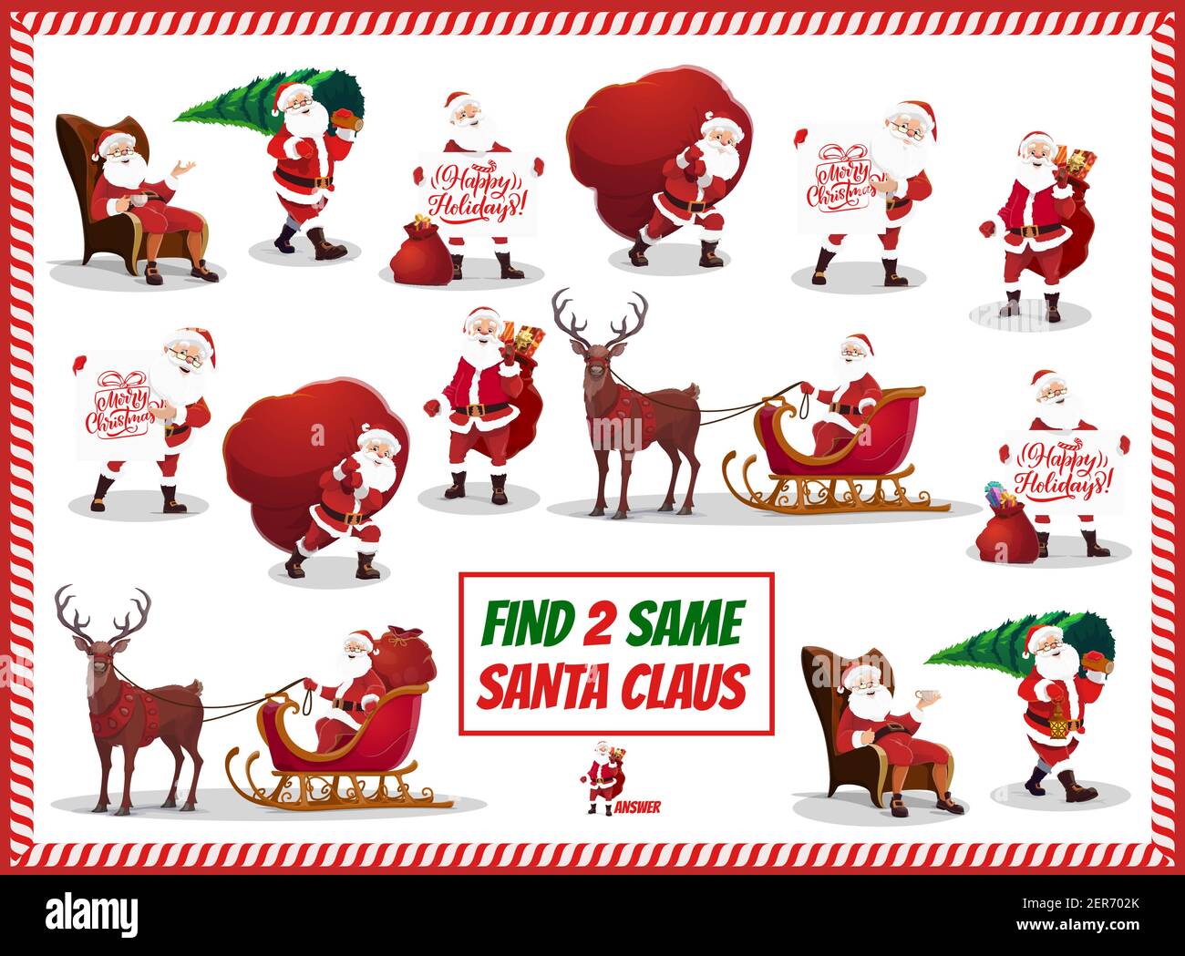 Christmas game for kids, matching activity with Santa Claus character ...