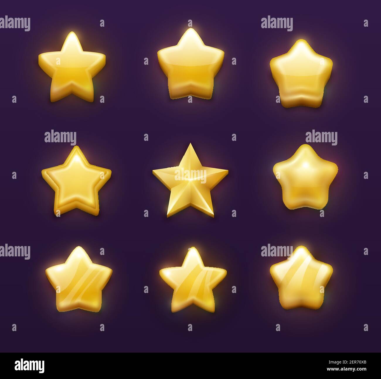 Game ranking gold stars cartoon vector design of ui, gui, interface ...