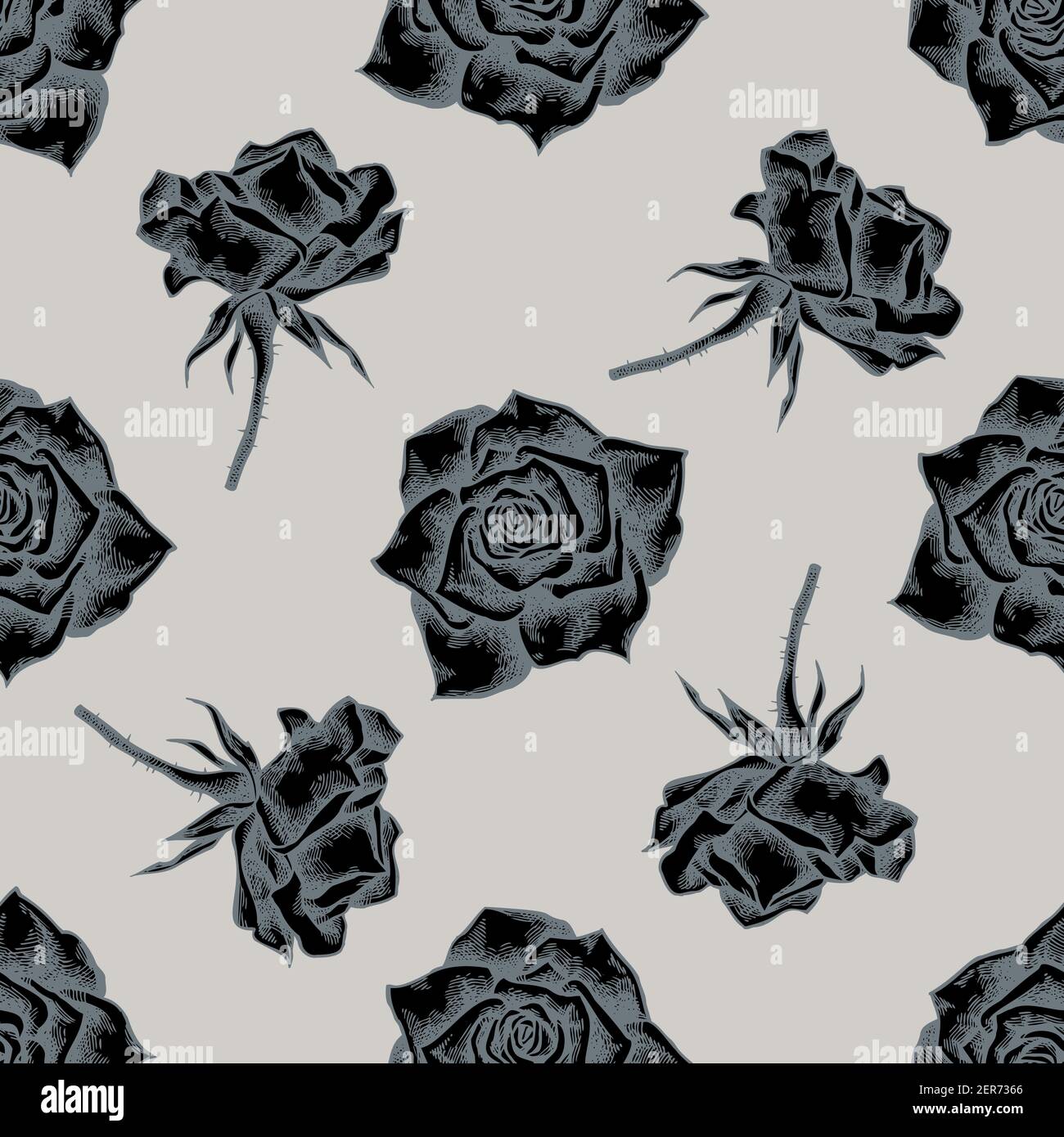 Seamless pattern with hand drawn stylized roses Stock Vector Image ...