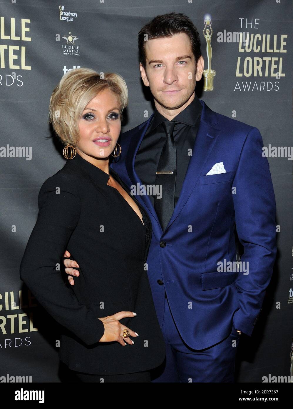 L-R: Actors Orfeh and Andy Karl attend the 2018 Lucille Lortel Awards ...
