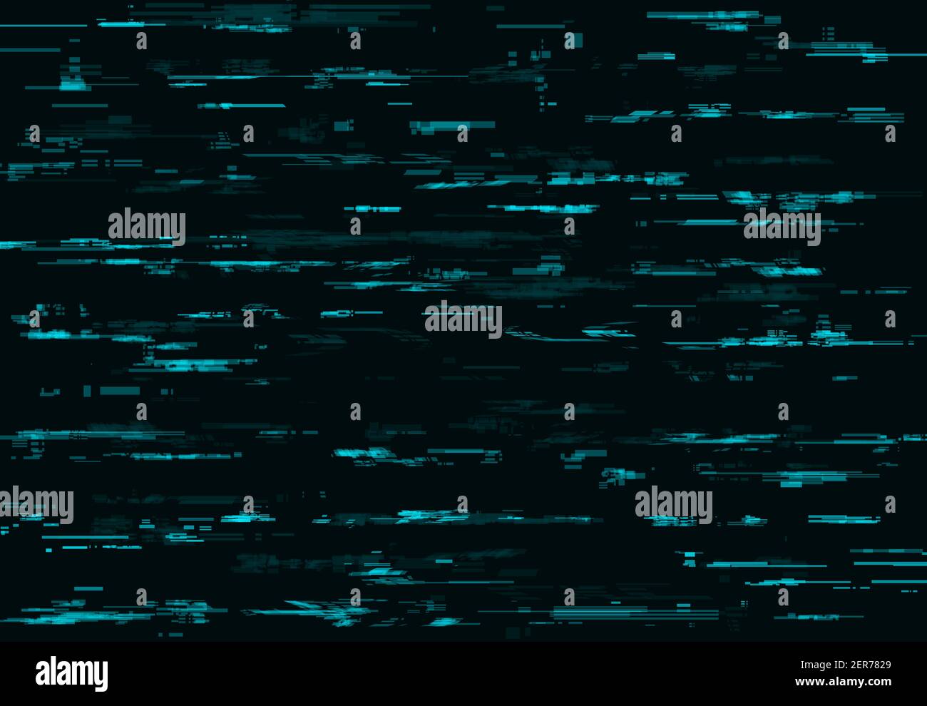Blue glitch vector background with digital pixel noise texture. TV or ...