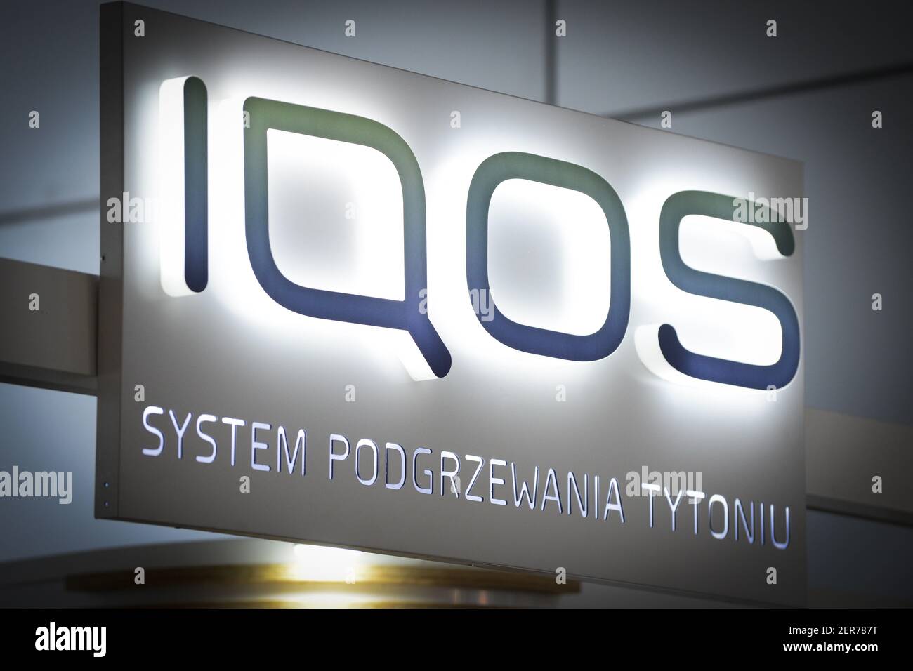 A IQOS sign is seen Gluten free pastas are seen at the POLAGRA ...