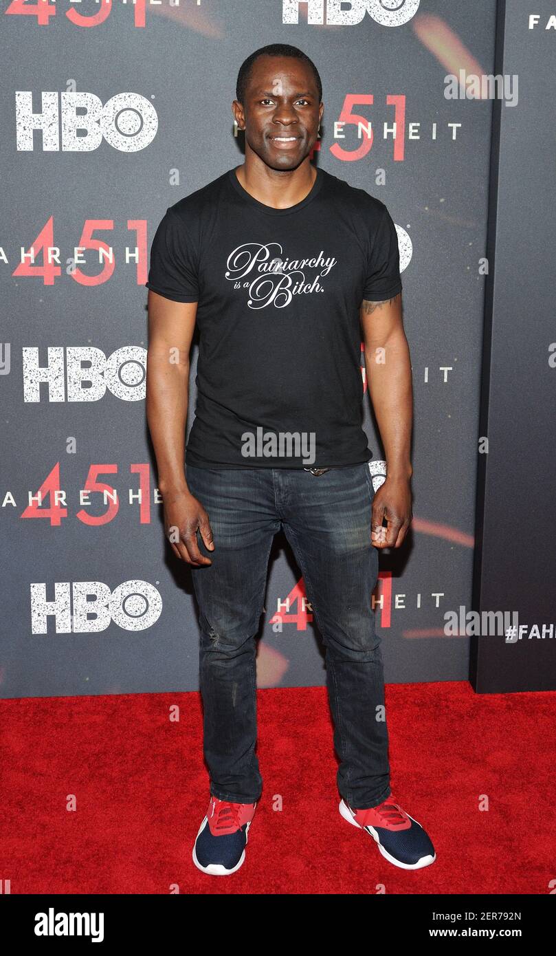 Actor Gbenga Akinnagbe attends the NYC premiere of Fahrenheit 451 at ...