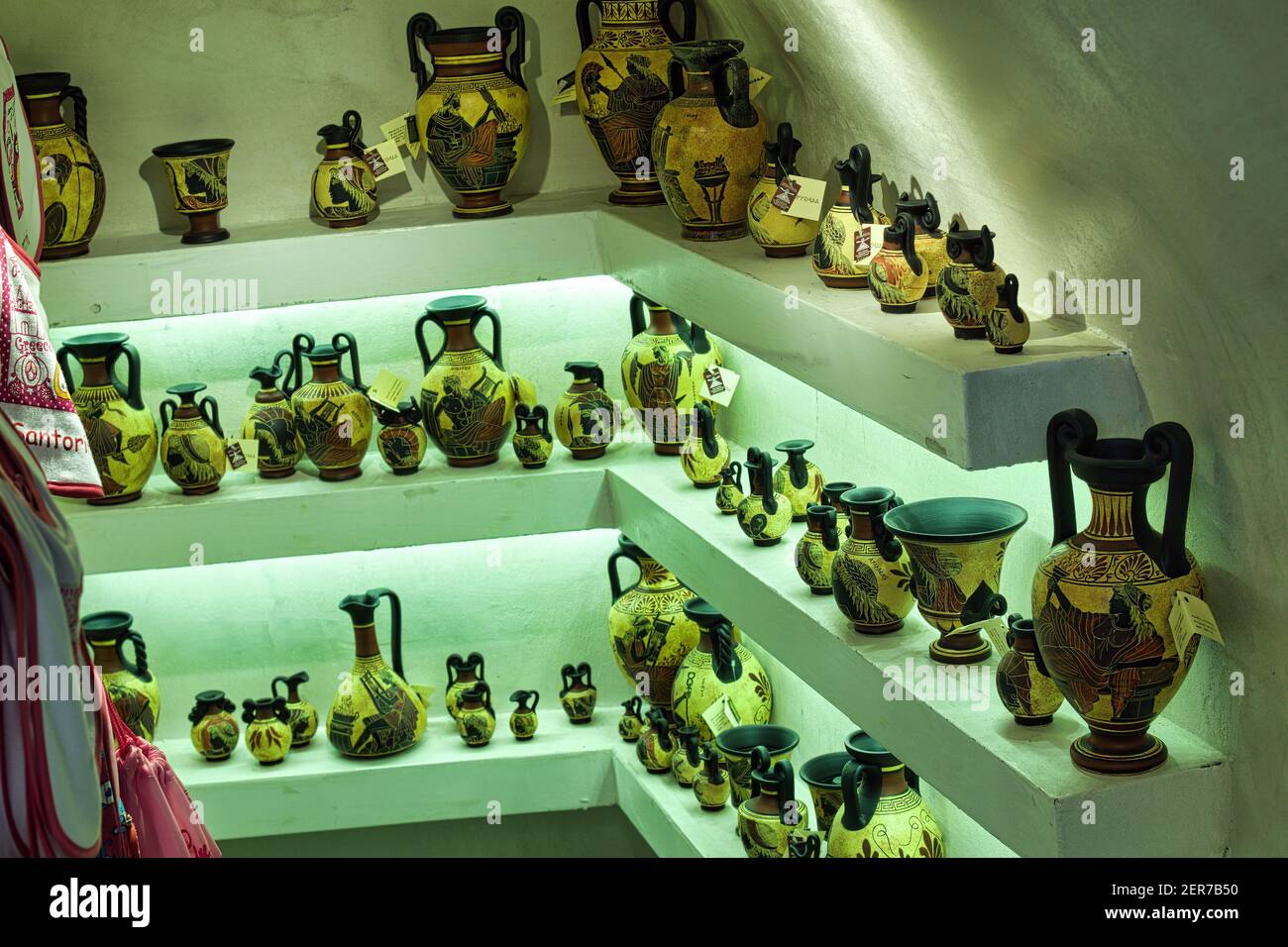 Santorini, Greece - September 11, 2017: Greek vase decorative item or ...