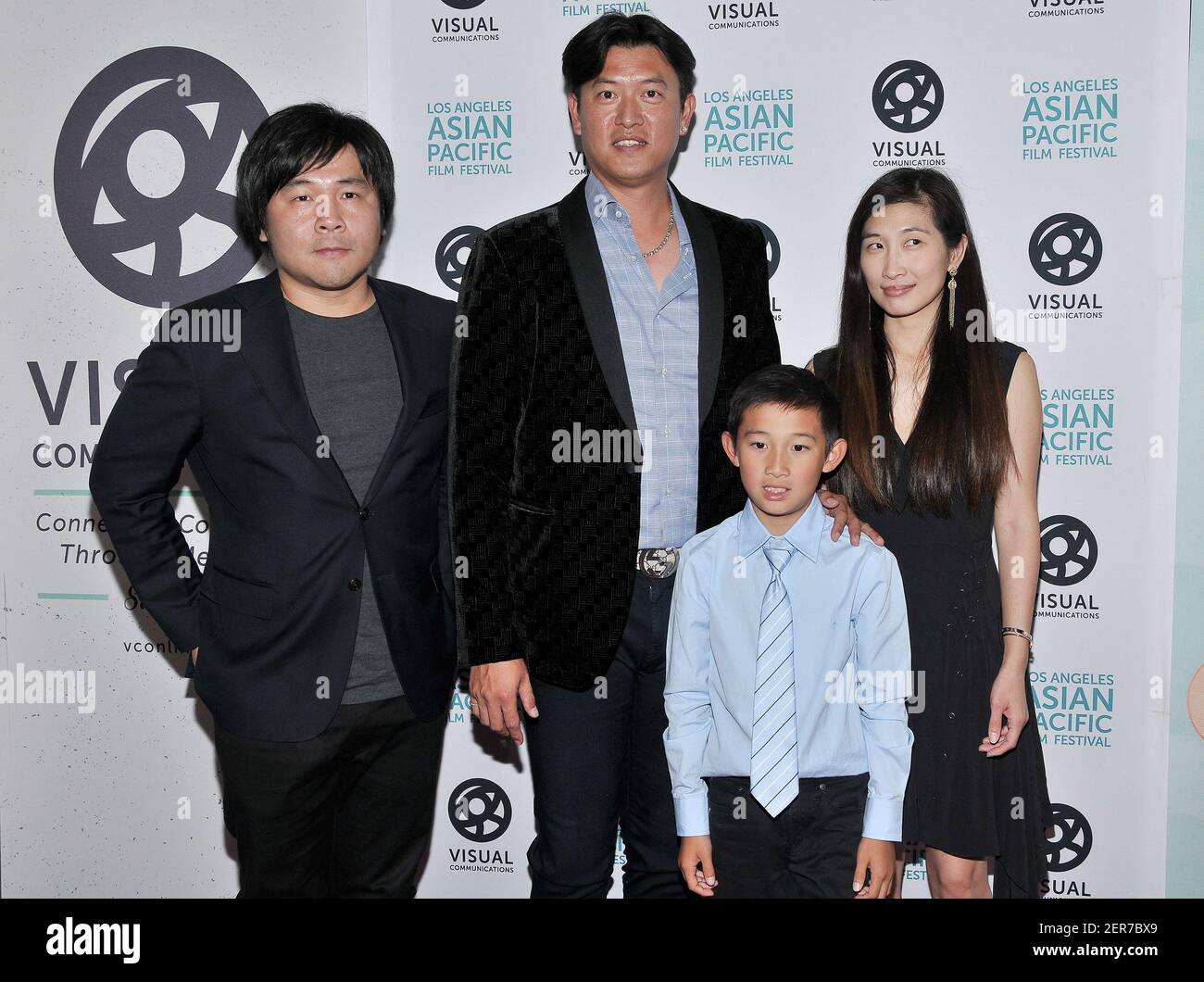 (L-R) Director Frank W. Chen, subjects of the film, Chien-Ming Wu and .J. Wang and Chia-Ling Wu ...