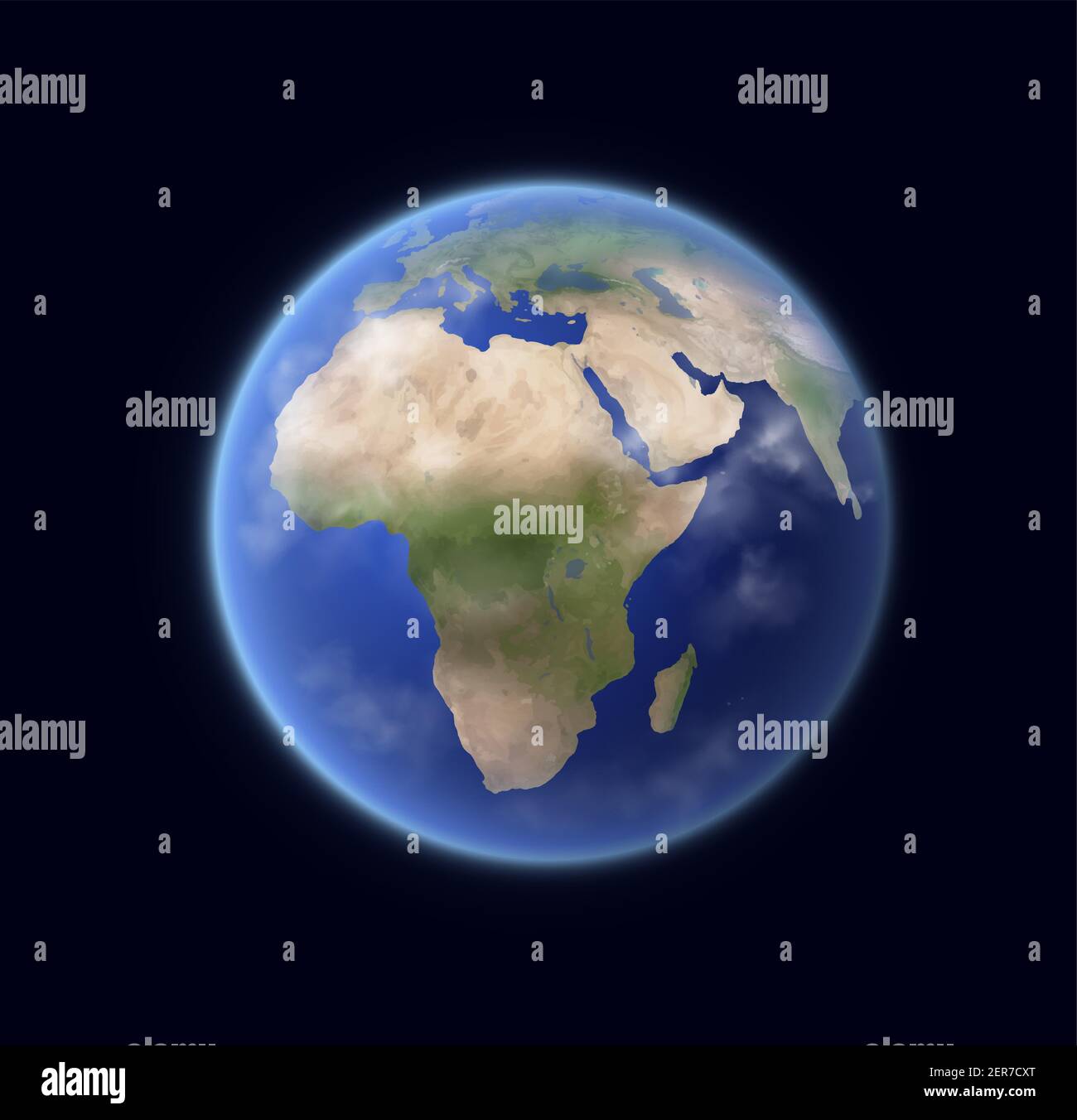 Realistic Earth globe, 3d vector planet of solar system. Earth sphere ...