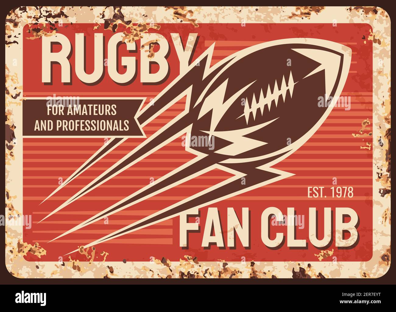 Rugby club metal plate rusty, American football sport retro poster ...