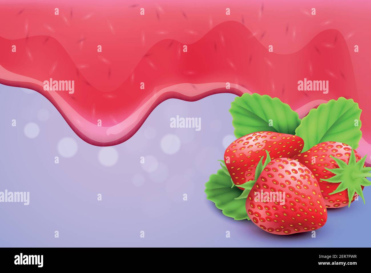 Dripping melting strawberry jam drops background realistic vector ...