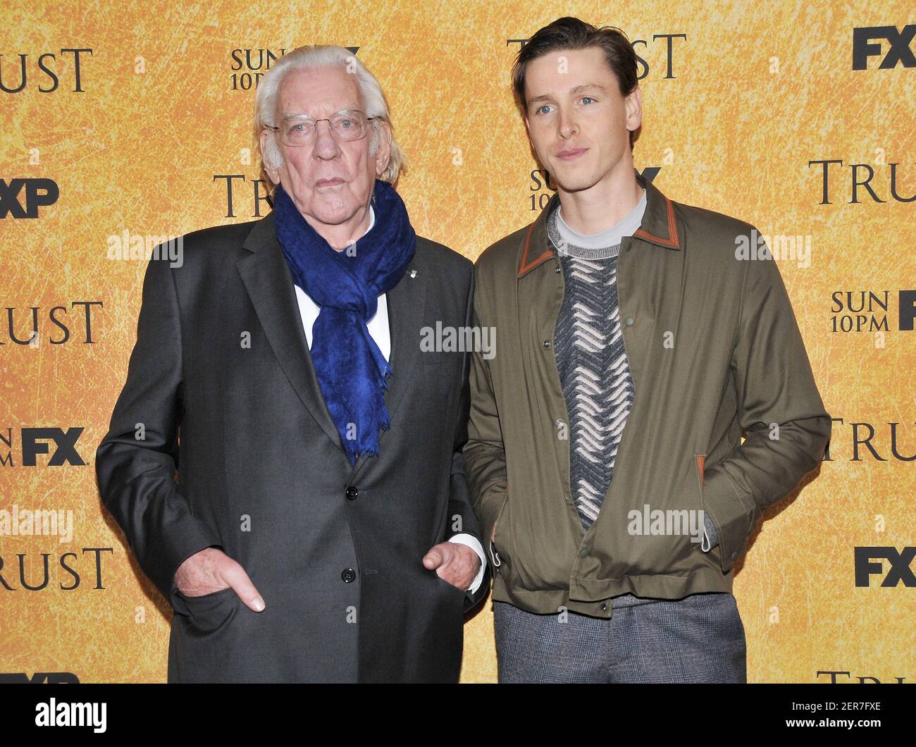 (L-R) Donald Sutherland and Harris Dickinson at FX's "Trust" For Your ...