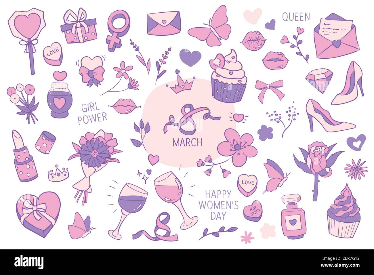 8 march, international women's day themed vector illustrations set ...