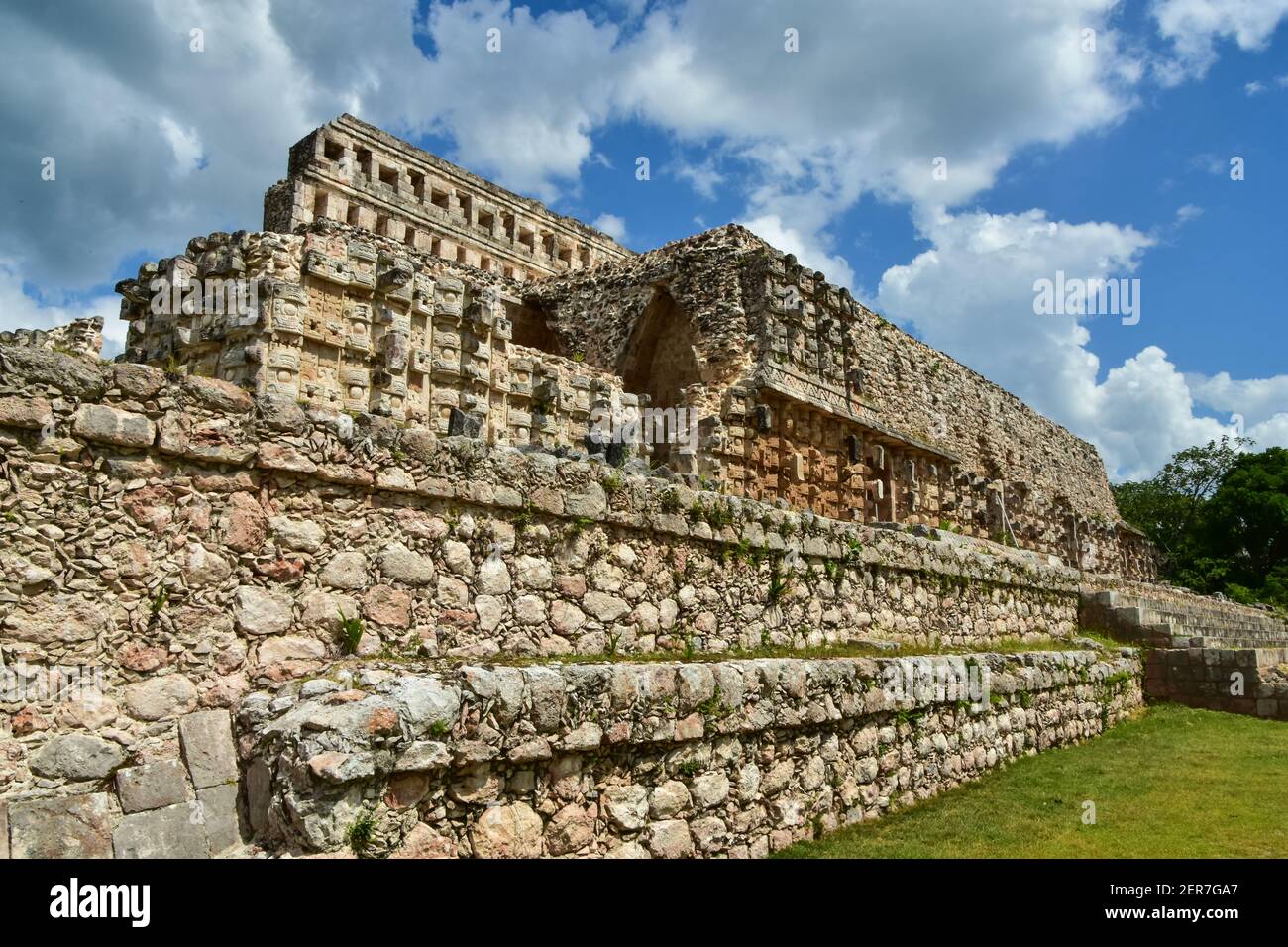 Codz Poop palace at Kabah, a Maya archaeological site in the Puuc ...