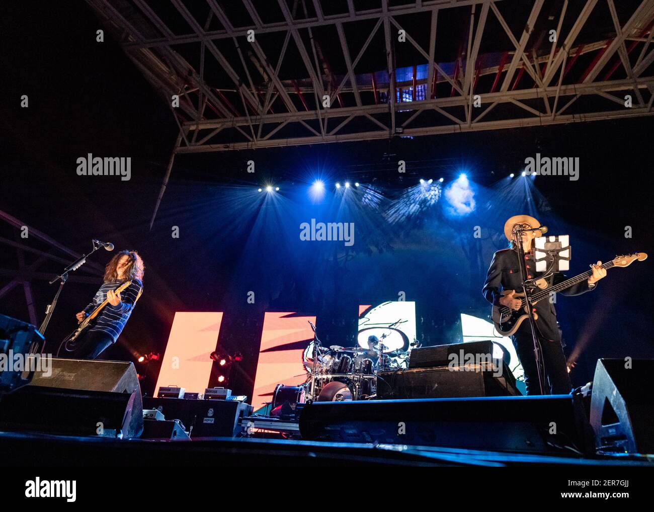 AUSTIN, TX - MAY 11: (L-R) Larry LaLonde, Tim Alexander, and Les ...