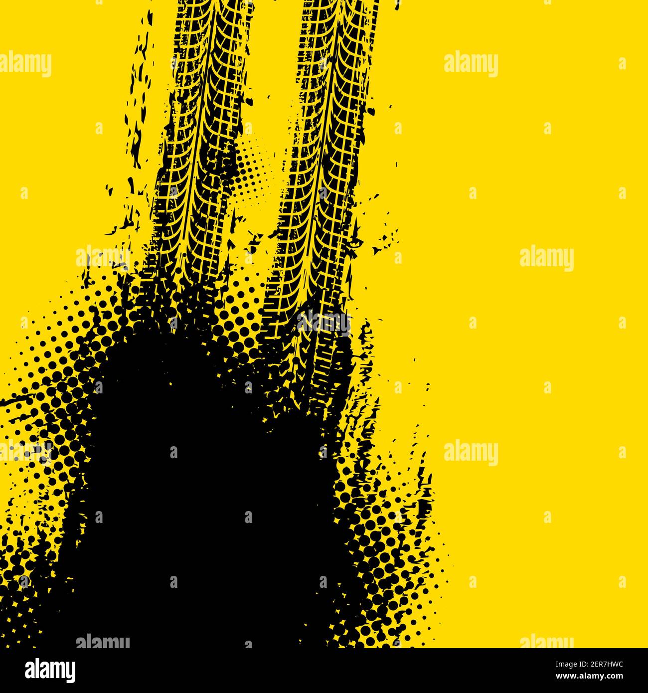 Offroad grunge vector tyre prints with dirty dotted black spot on ...