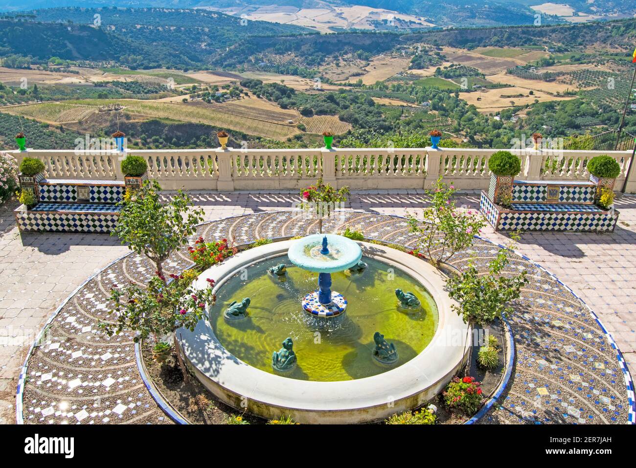 Fountain with views of the Sierra de las Nieves Natural Park from the ...