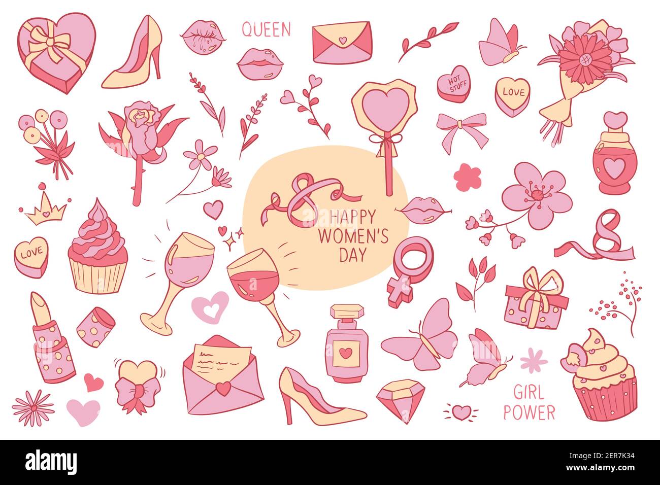 8 march, international women's day themed vector illustrations set ...