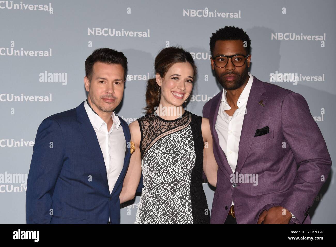 Jon Seda and Melanie Doutey attend 2018 NBCUniversal Upfront on May 14 ...