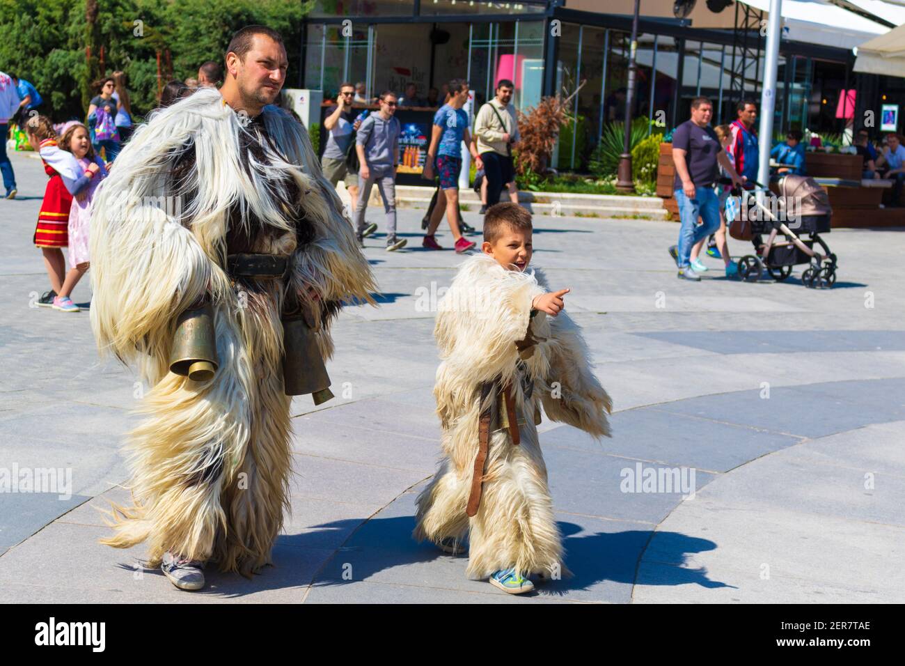 Bulgarian Kukeri at Varna Carnival street procession.Kukeri are ...
