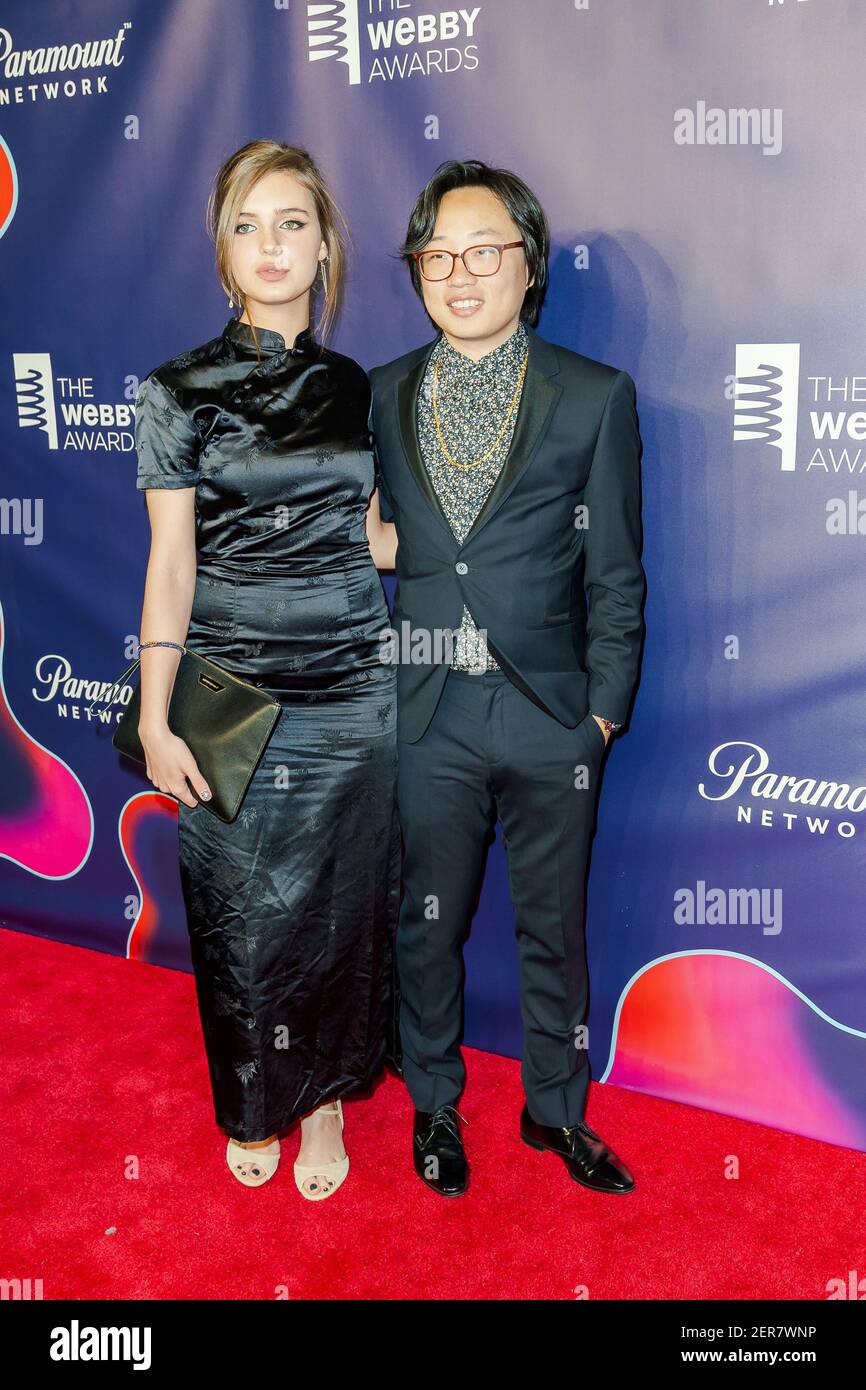 Annette Schoeman (L) and Jimmy O. Yang (R) are seen at red carpet ...
