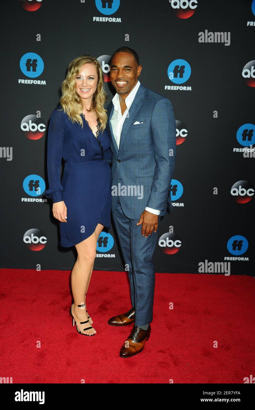 Danielle Savre, Jason George arrives to the 2018 ABC Disney Upfront Presentation, held at Tavern ...