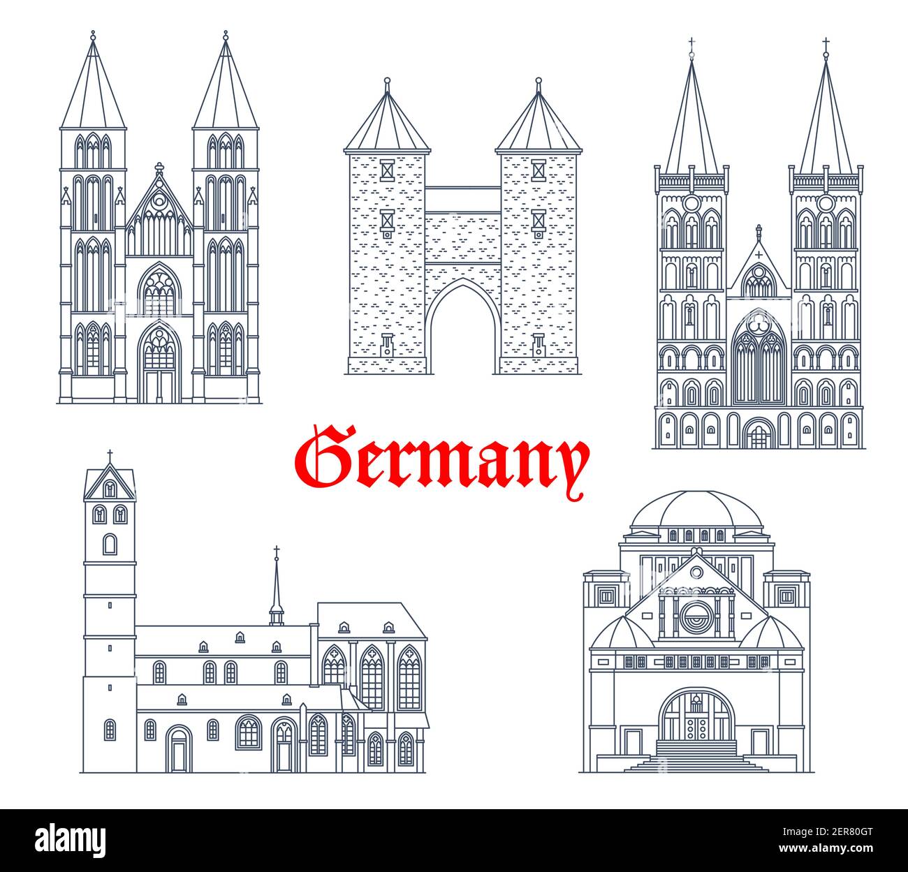 Germany landmark buildings and travel icons, Dortmund architecture ...