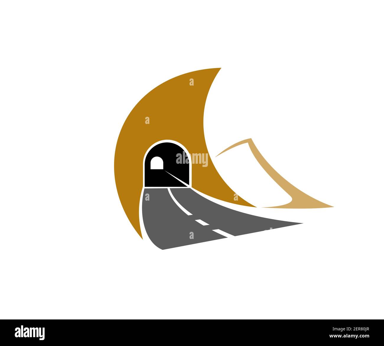 Highway road tunnel, underground motorway icon. Freeway, asphalt road ...
