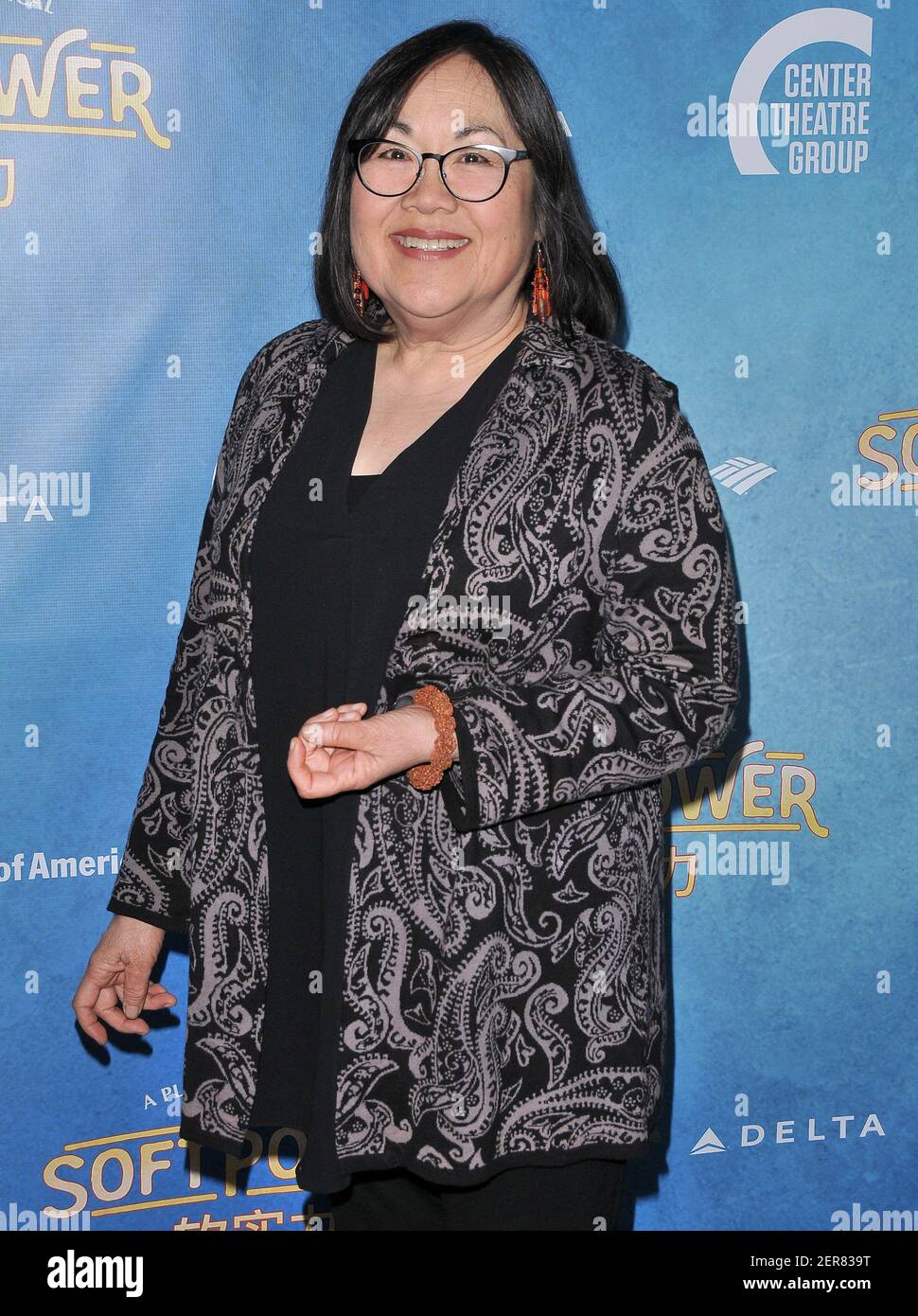 Emily Kuroda arrives at the "Soft Power" Opening held at the Ahmanson ...