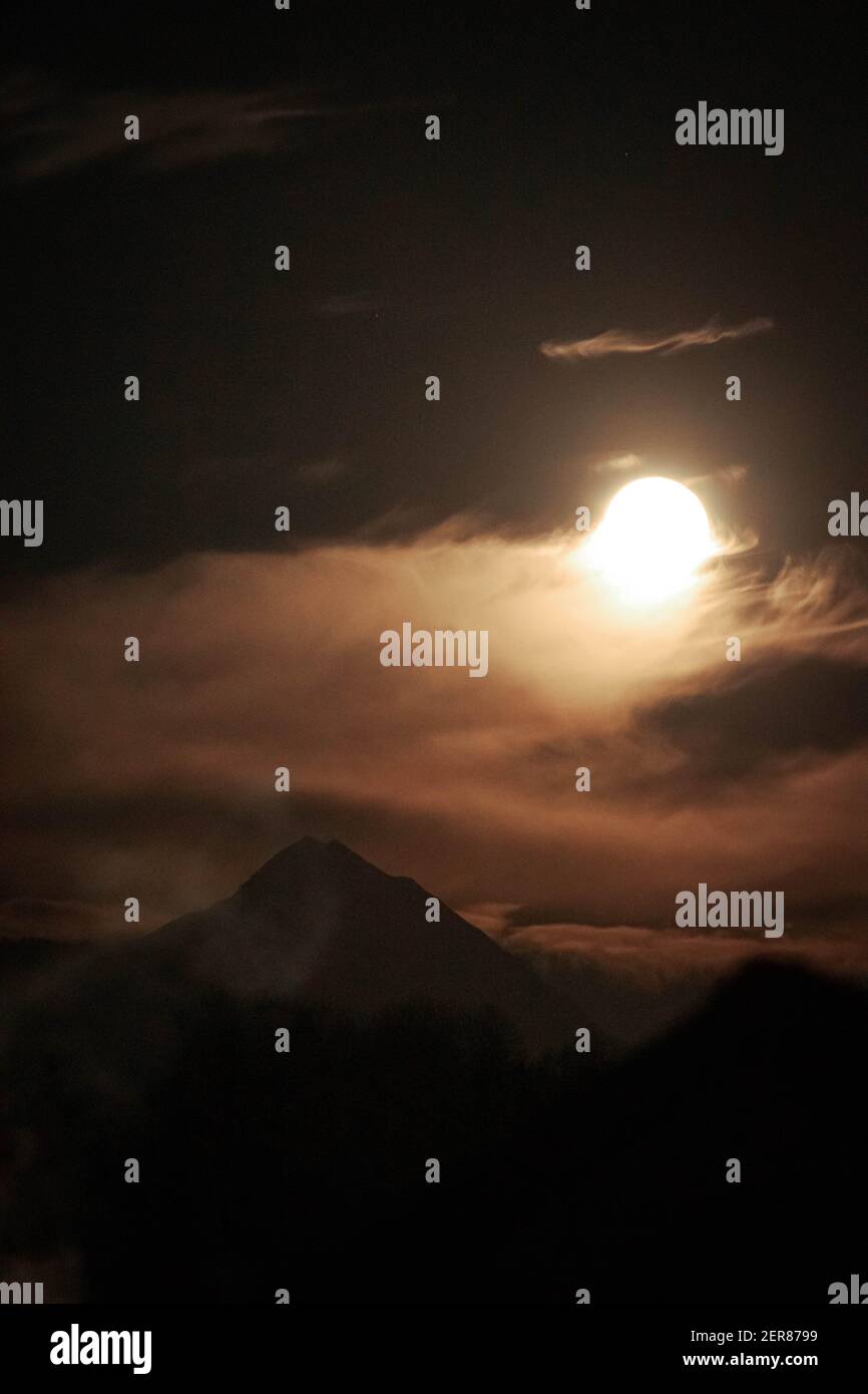 Moon and mountain Stock Photo - Alamy