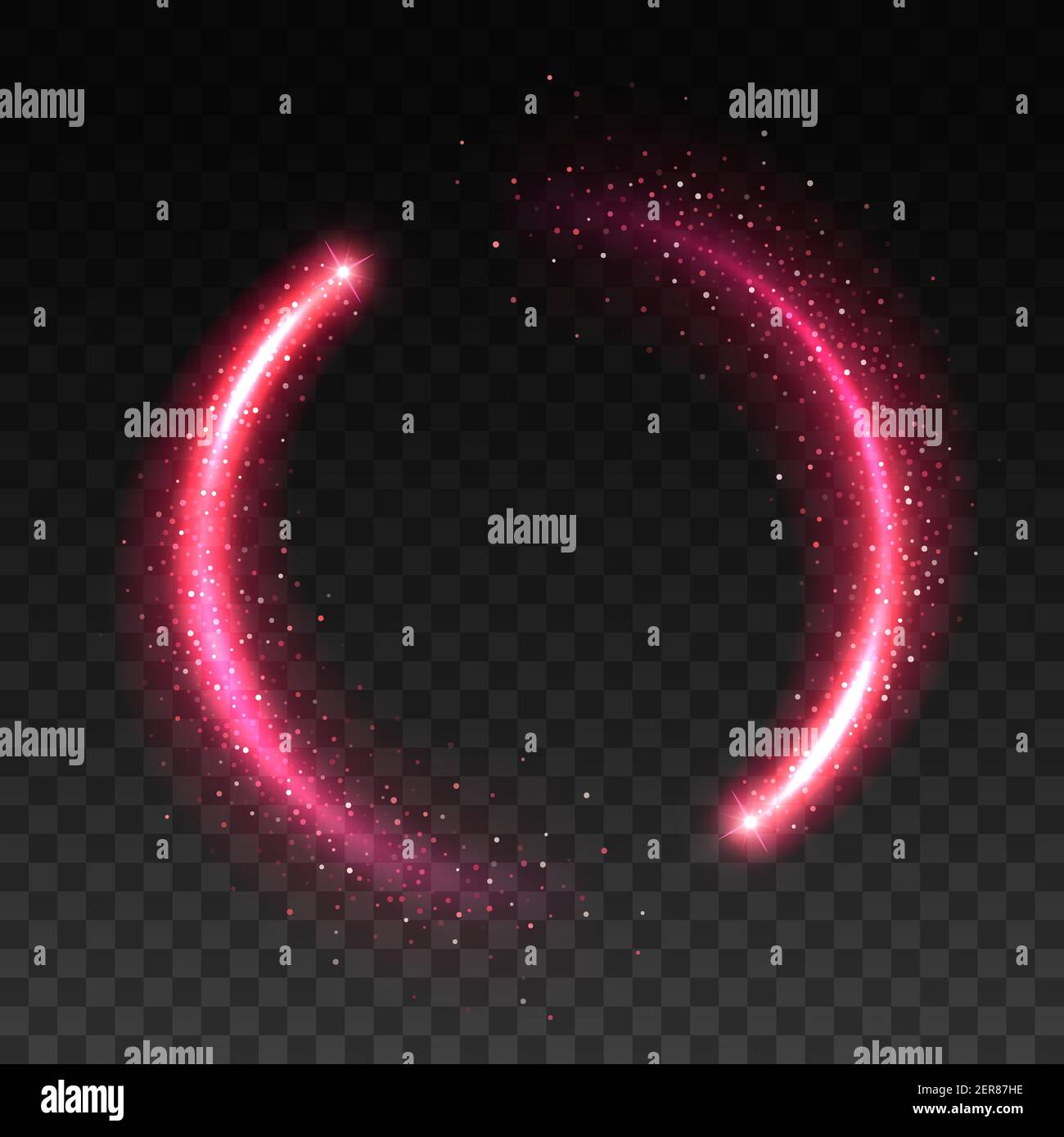 Pink sparkle circle realistic vector of glittering star light effect on ...