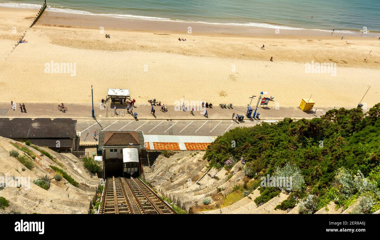 Bournemouth, UK 07-20-2010: Vintage funicular railway that has an ...