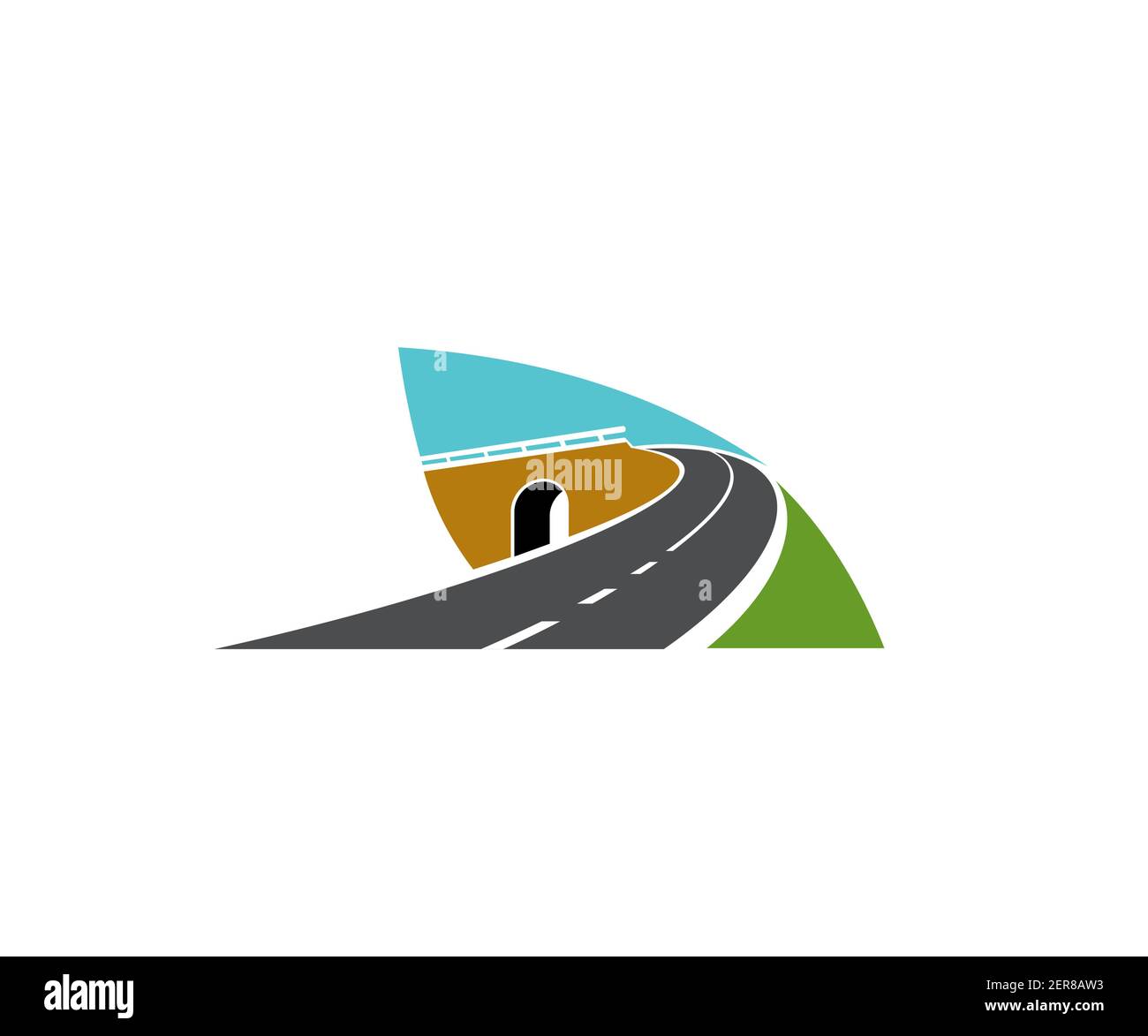 Freeway road turn over tunnel or bridge icon. Motorway and speed ...