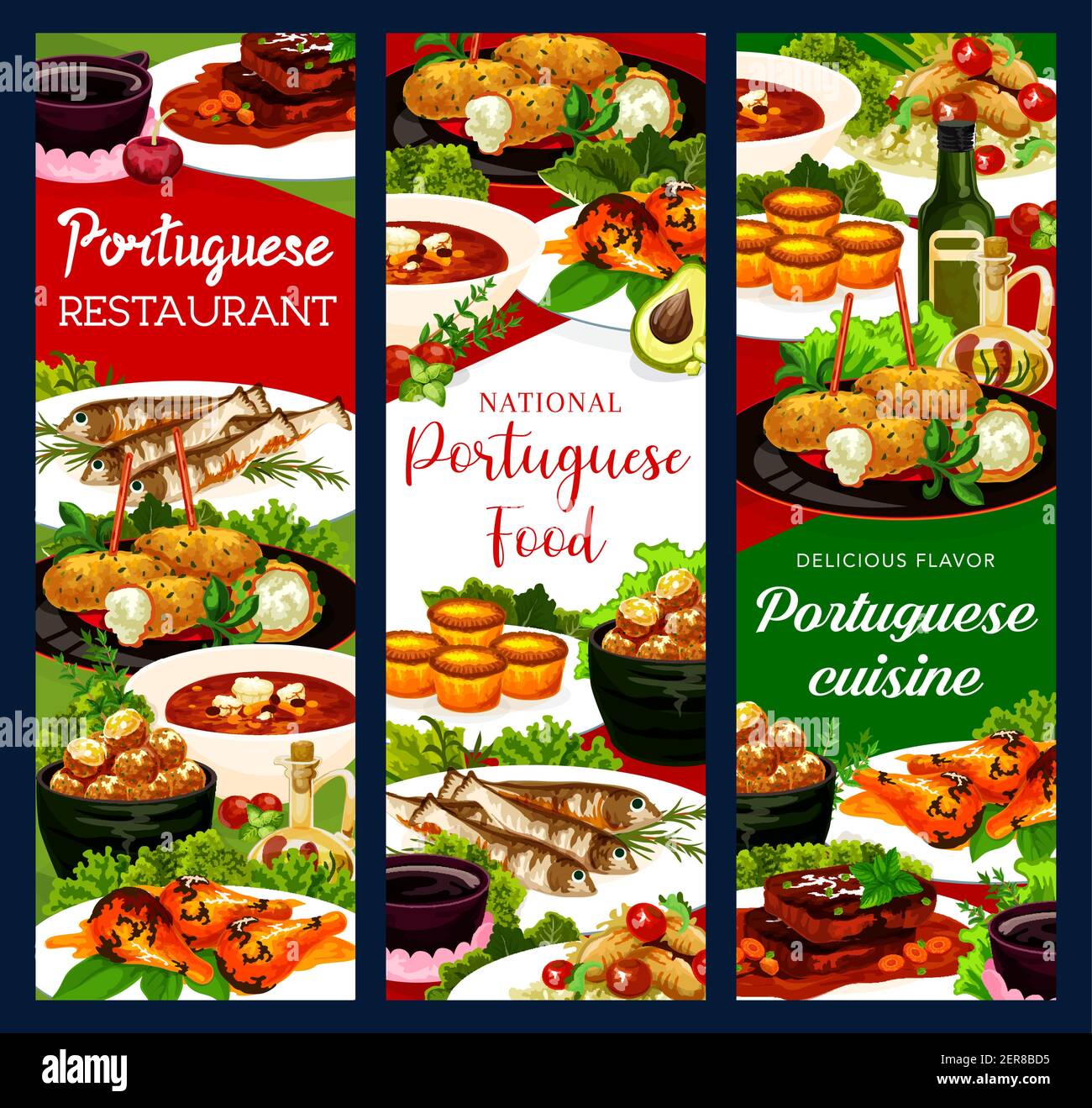 Portugal restaurant dishes cod soup, fish croquettes, cod pasteigi ...