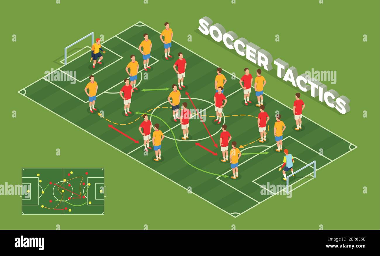 Football soccer isometric people composition with conceptual image of ...