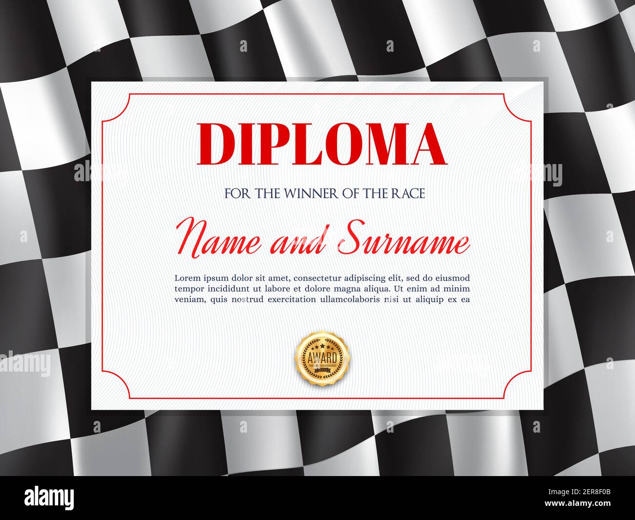 Race winner diploma, certificate vector template for rally ...