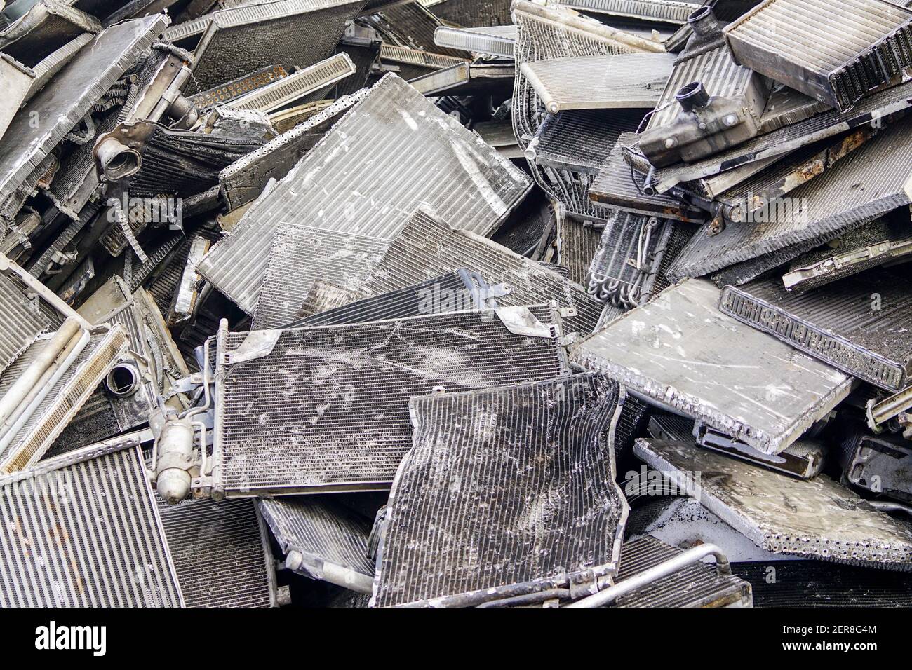 scrap stack of old used car aluminum cooling radiators Stock Photo - Alamy