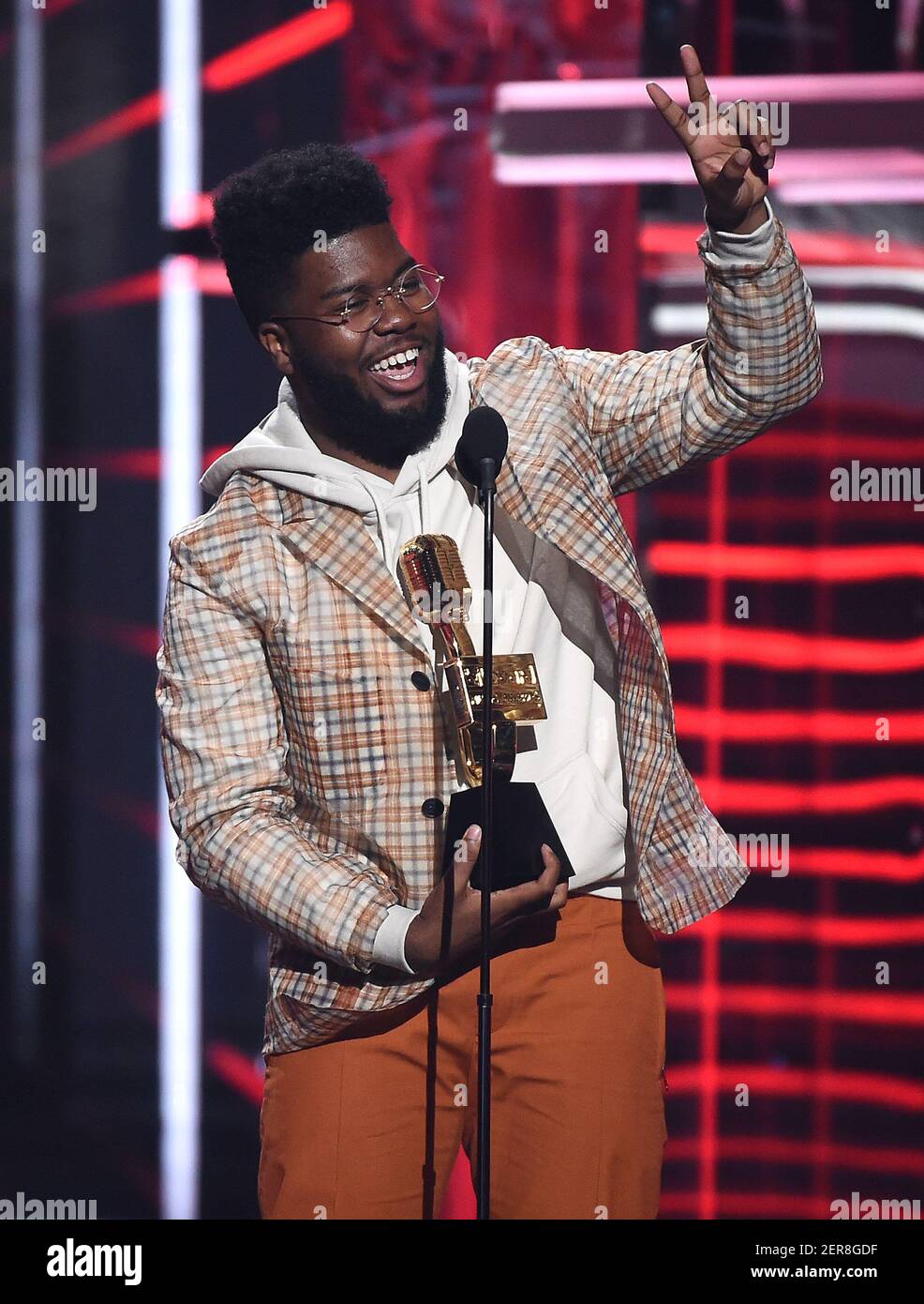 LAS VEGAS, NV - MAY 20: Khalid accepts the Top New Artist award at the ...