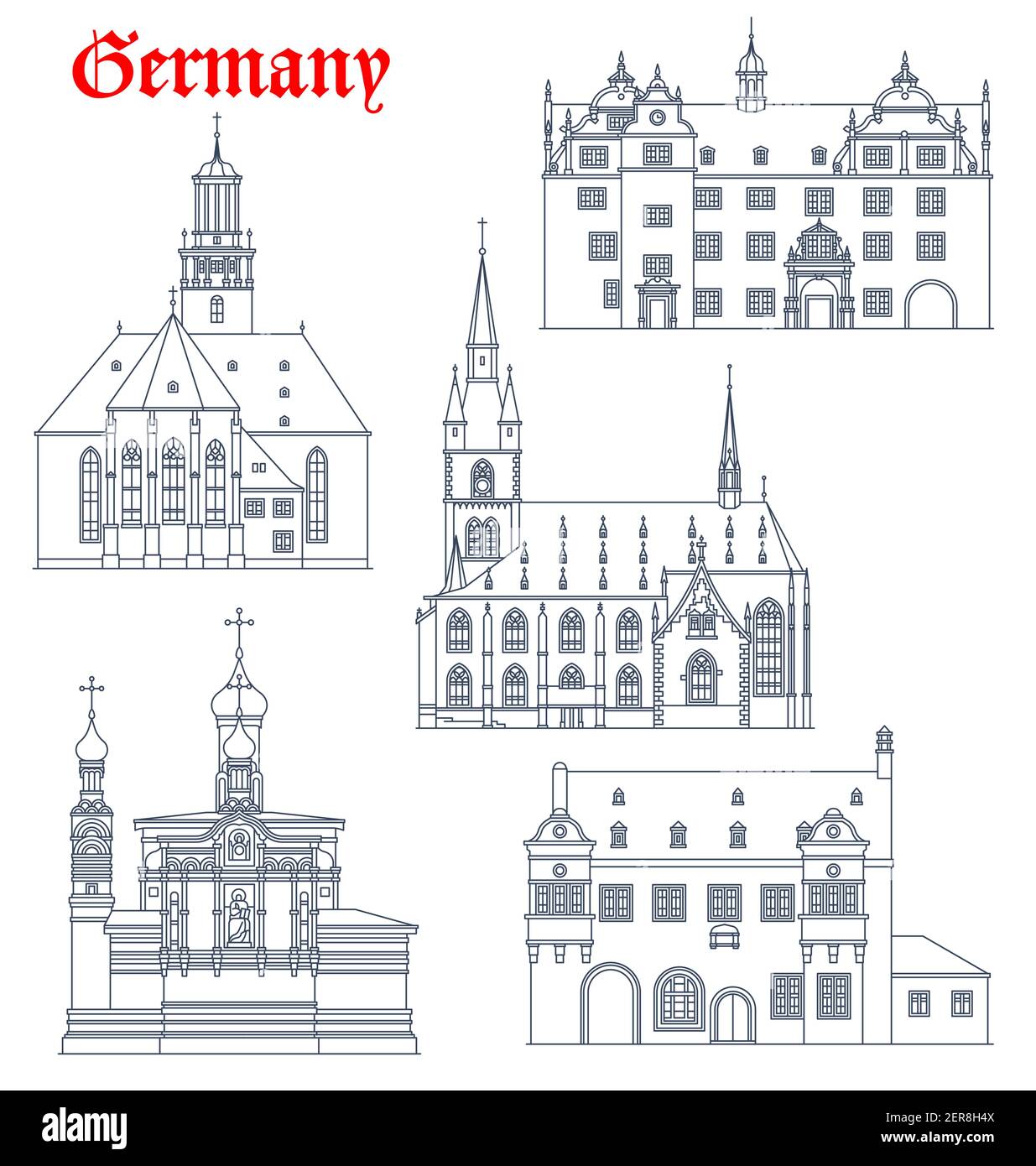 Germany landmarks architecture, German Darmstadt buildings of churches ...