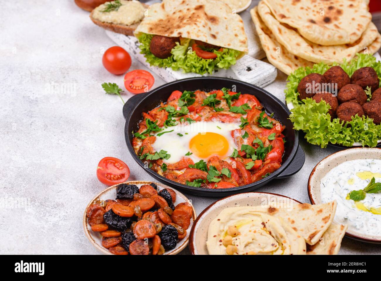 Traditional Jewish, Israeli and middle Eastern food Stock Photo - Alamy
