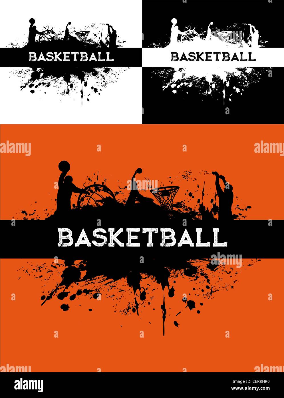 Basketball tournament, streetball game grungy backgrounds with paint ...