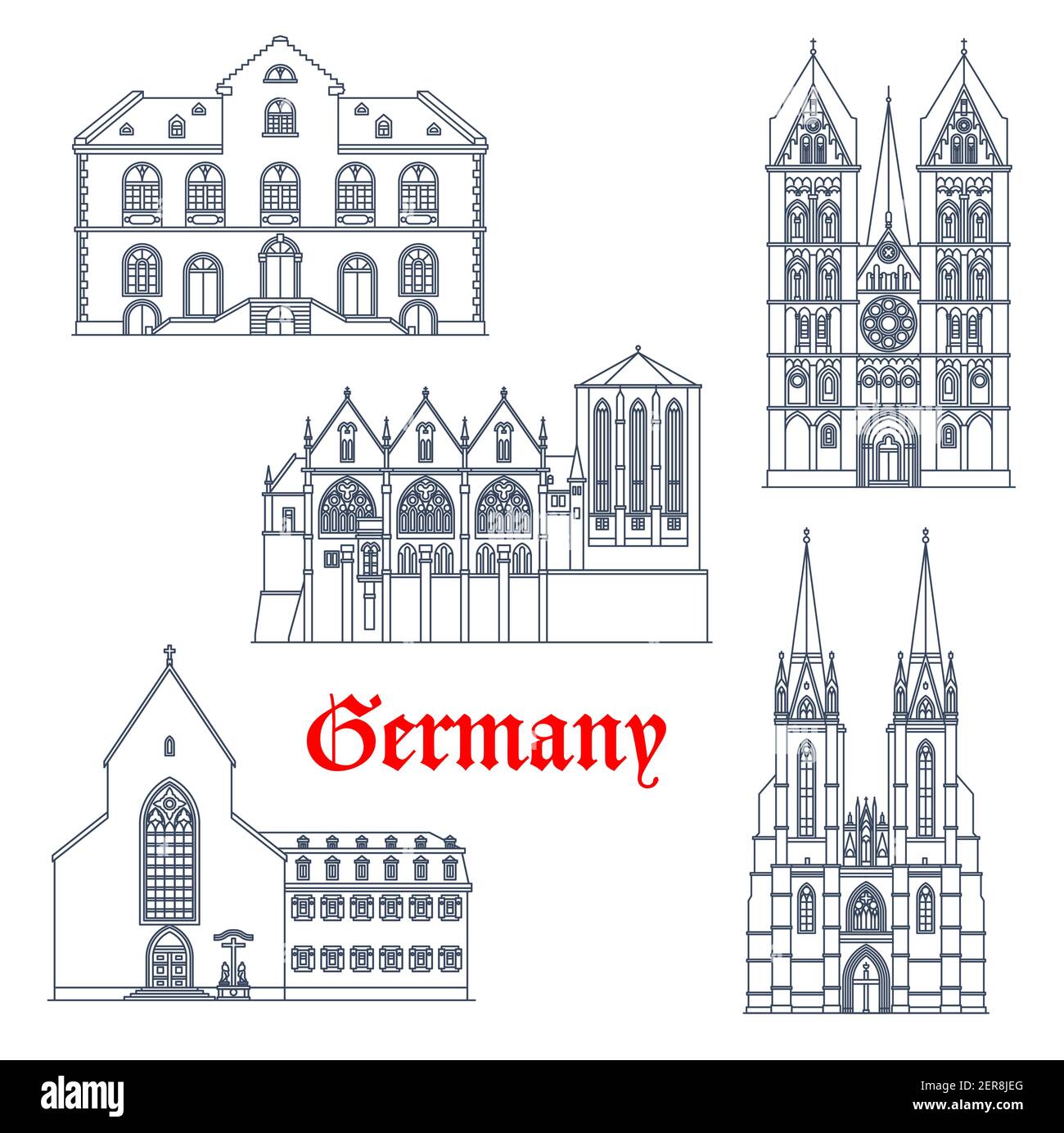 Germany landmarks architecture, German travel icons of Marburg in Hesse ...