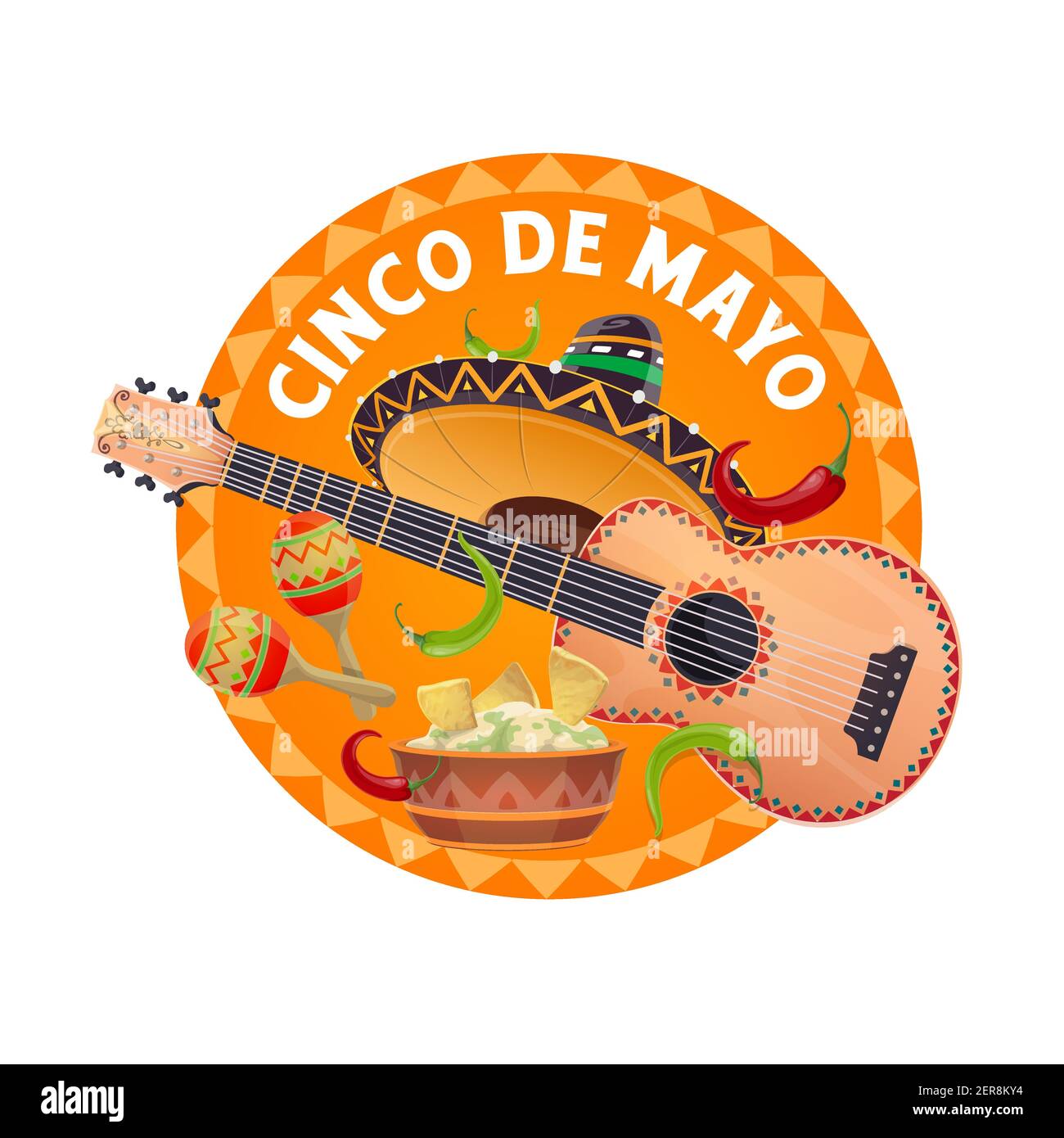 Cinco de Mayo sombrero and food, vector Mexican holiday fiesta party ...