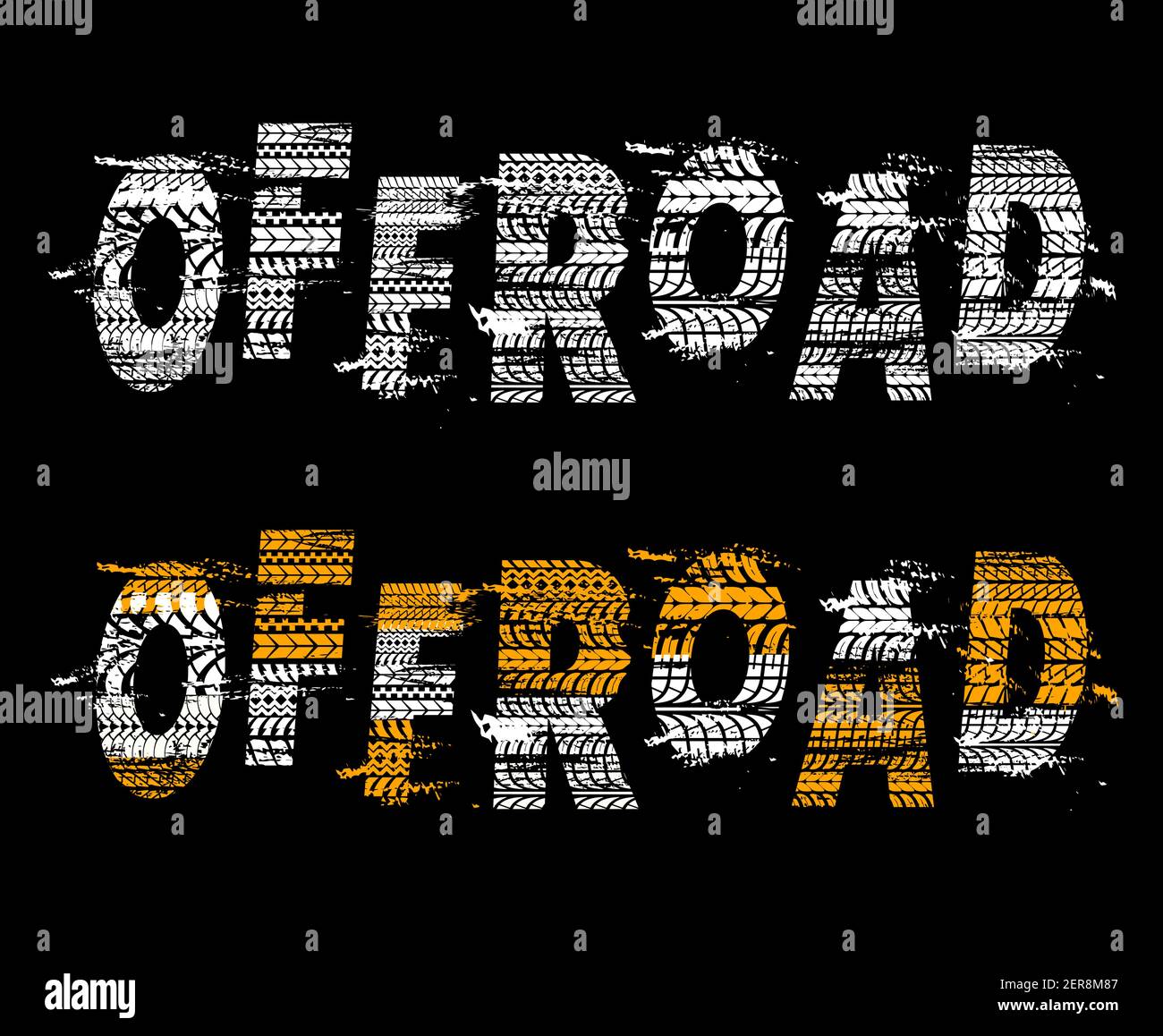 Car off road typography with tires trails. Off road track racing ...